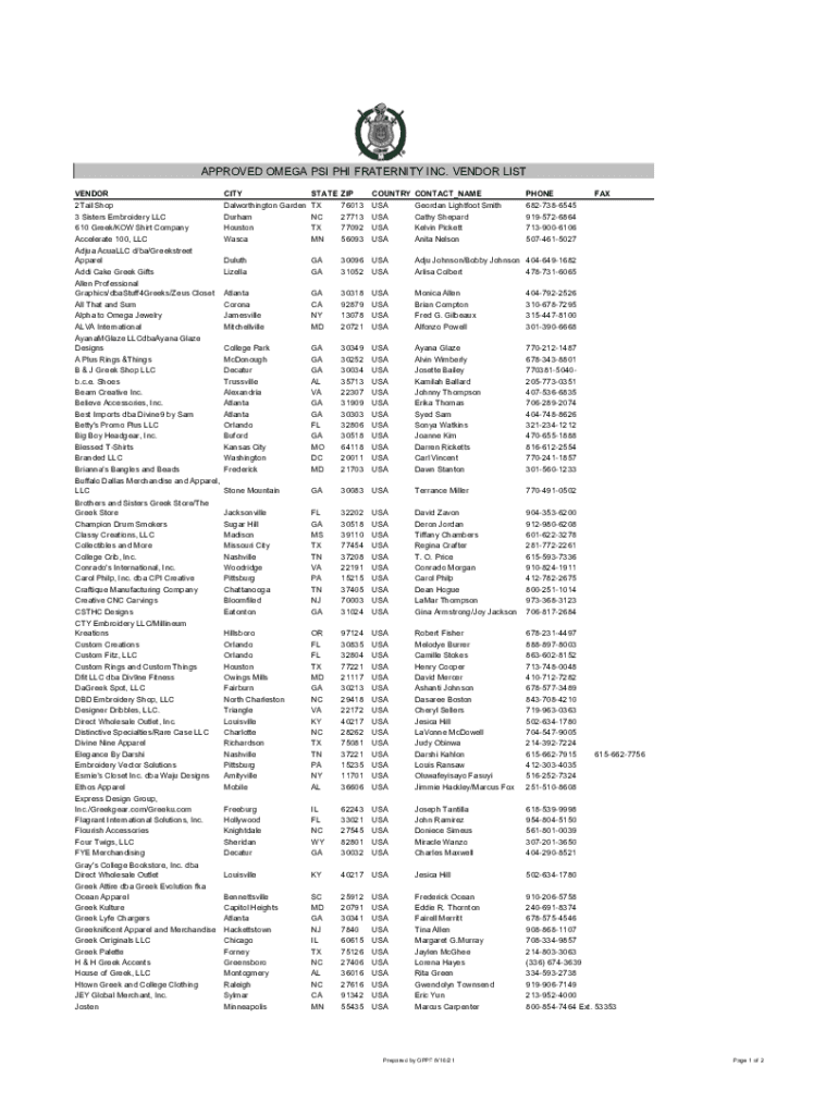 Fillable Online oppf.orgwp-contentuploadsAPPROVED OMEGA PSI PHI FRATERNITY INC. VENDOR LIST Fax ...