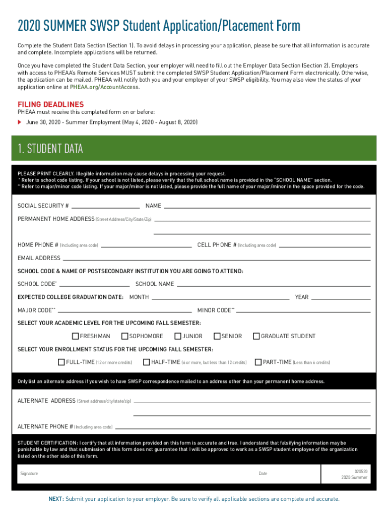 Fillable Online Instructions for completing the State Work Study ...