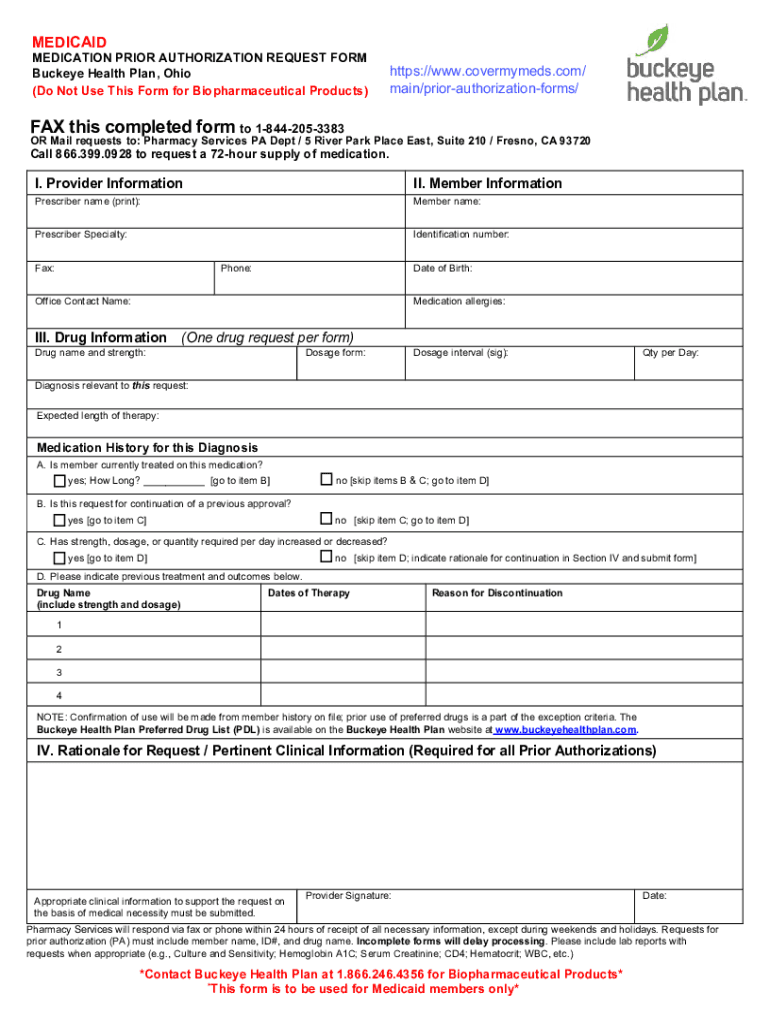 Fillable Online BHPMedicaid Medication Prior Authorization Request Form ...