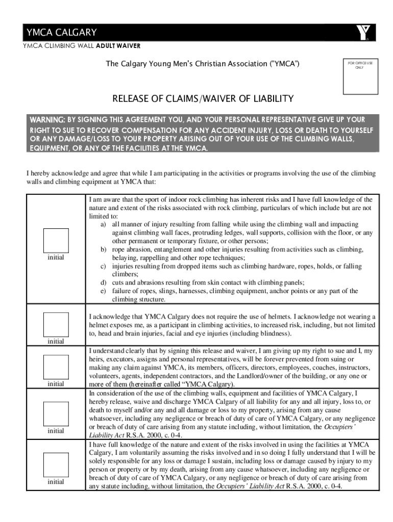 Fillable Online September Climbing Wall ScheduleYMCA Calgary Fax Email Print - pdfFiller