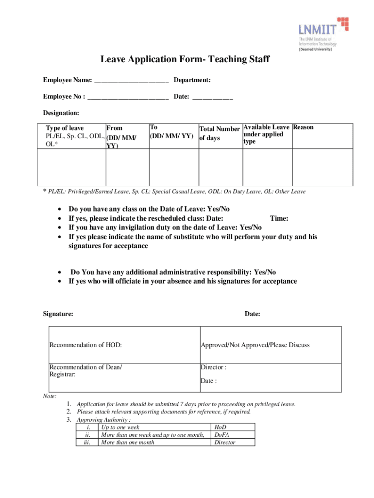 Fillable Online Leave Request Form TemplateJotFormLeave Application ...