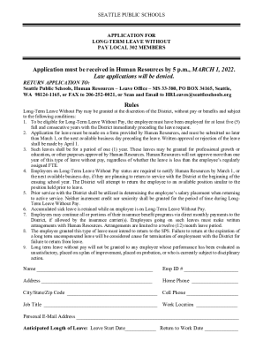 Fillable Online Application for Long-Term Leave without Pay - Local 609 ...