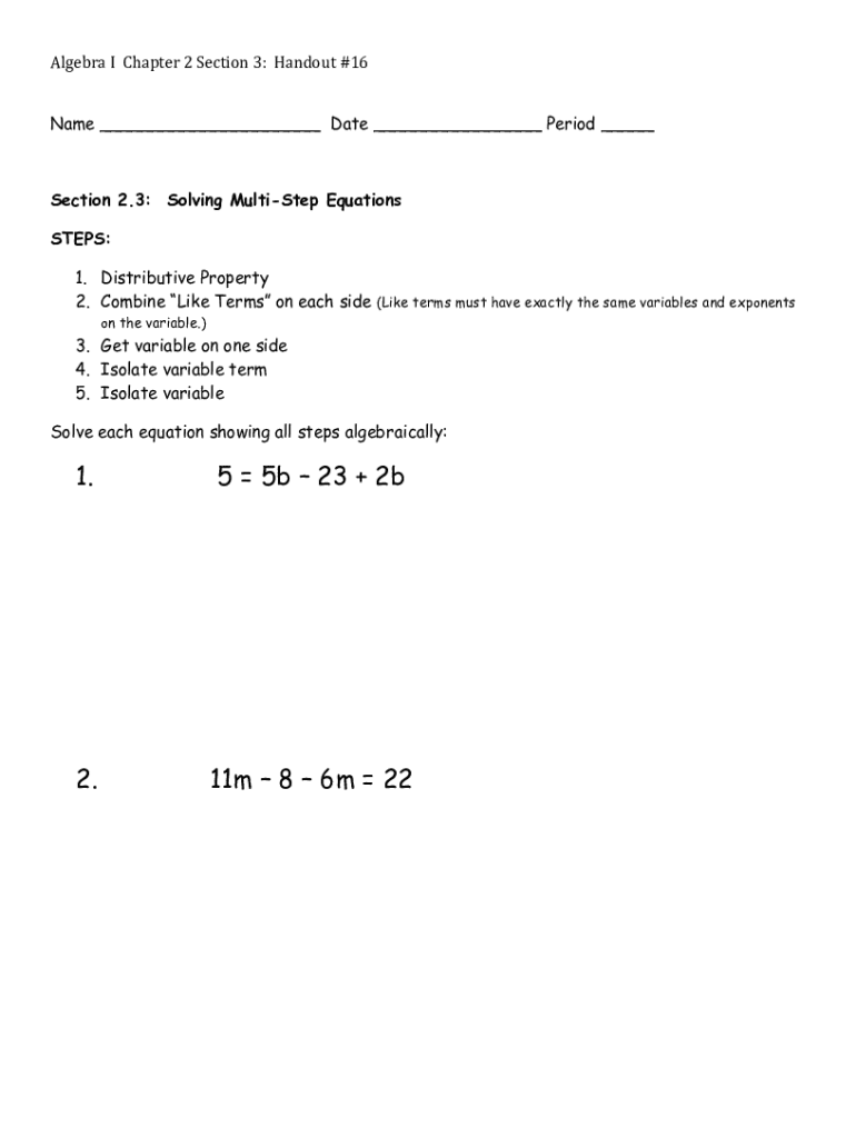 Fillable Online Free Printable Math Worksheets for Algebra 1 Fax Email ...