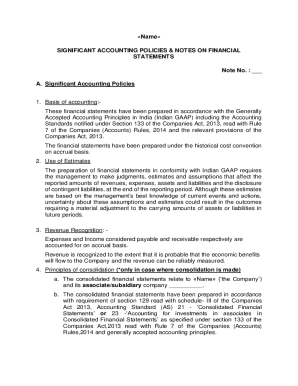 Fillable Online Significant accounting policies in financial statements ...