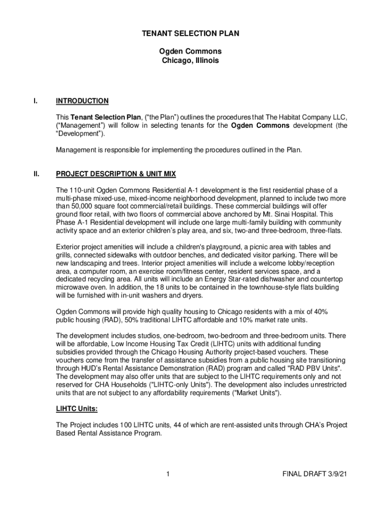 Fillable Online CHA releases Lathrop Homes tenant selection plan ...