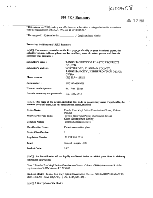 Fillable Online 510 (K) Summary NOV 1 22010 - Food and Drug ...