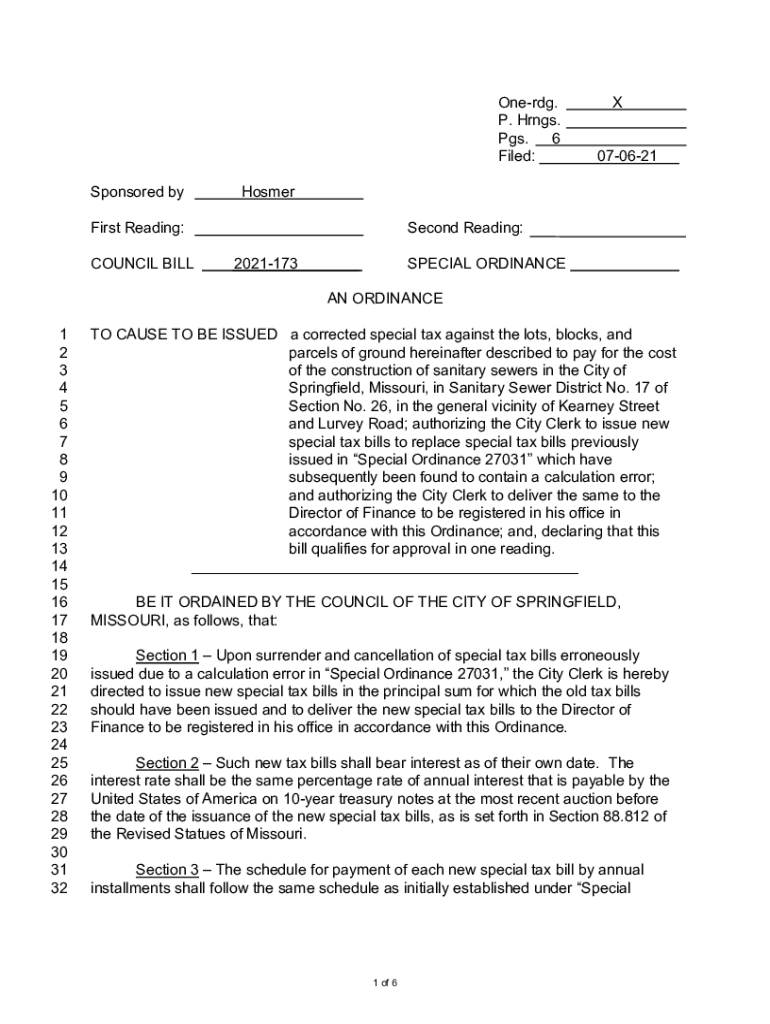 Fillable Online Fillable Online SPECIAL ORDINANCE: Fax Email Print - pdfFiller Fax Email Print