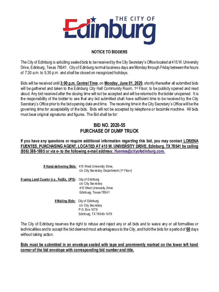 Fillable Online cms7files.revize.comedinburgtx01 NOTICE TOThe City of Edinburg is an Equal ...
