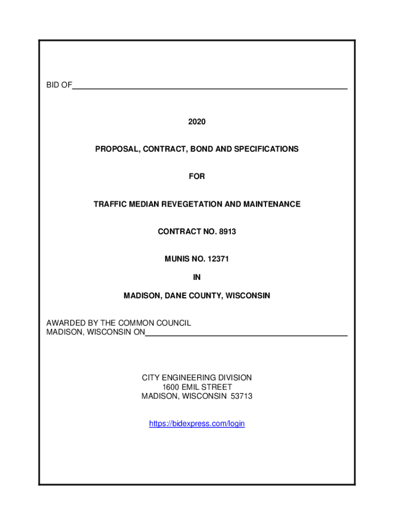 Fillable Online BID BOND FORM - CONTRACT AND SPECIFICATIONS PORTER CO ...