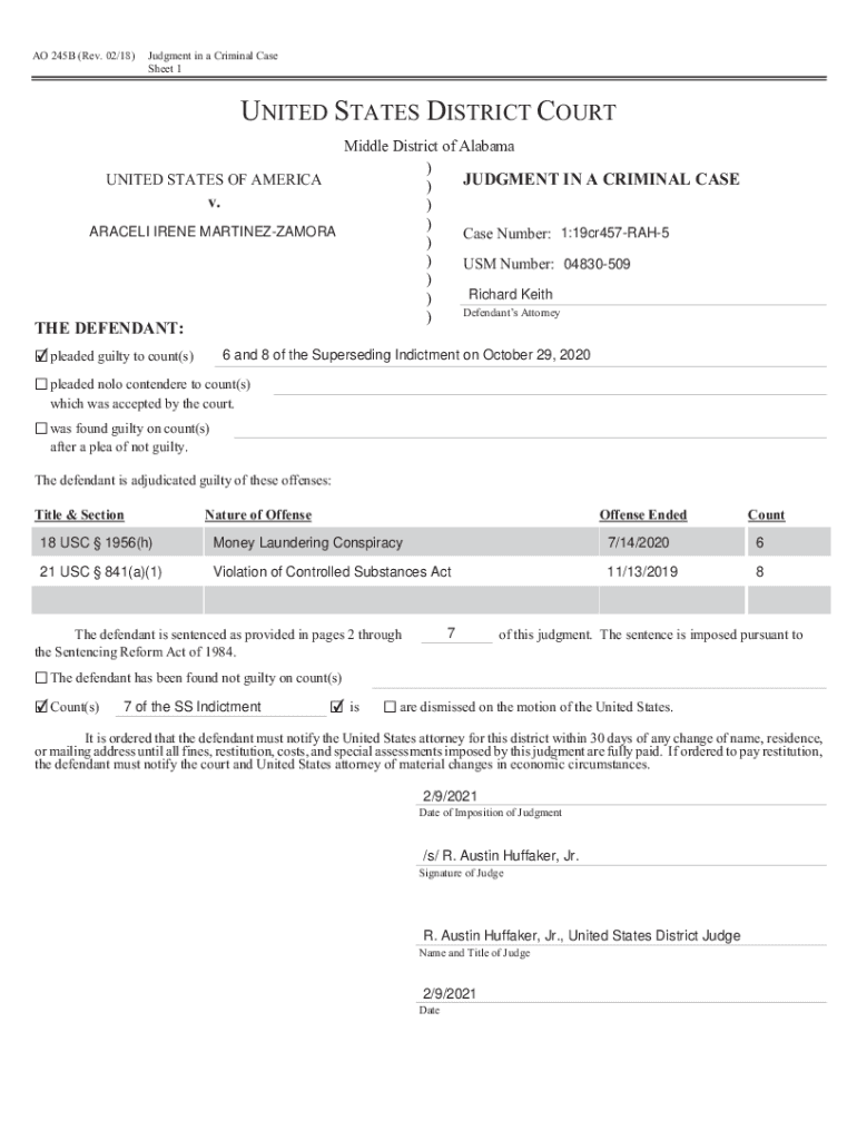 Fillable Online AO 245B (SCDC Rev.09/11) Judgment in a Criminal Case ...
