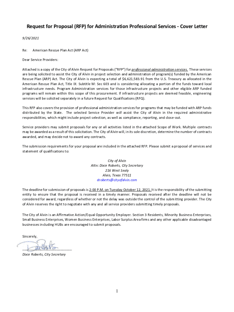 Fillable Online Request for Proposal (RFP) for Administration Professional Services ... Fax ...