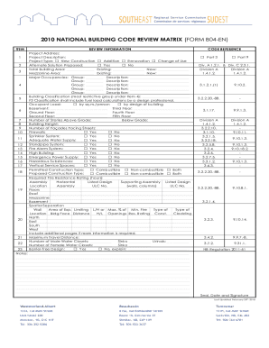 Fillable Online 2010 NATIONAL BUILDING CODE REVIEW MATRIX (FORM B04-EN) Fax Email Print - pdfFiller