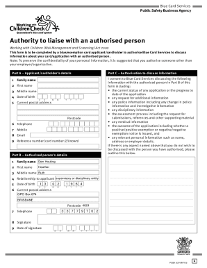 Fillable Online Authority To Liaise With An Authorised Person Form ...