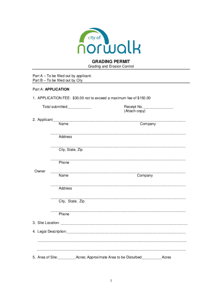 Fillable Online Fill - Free fillable Grading Permit Application (City ...