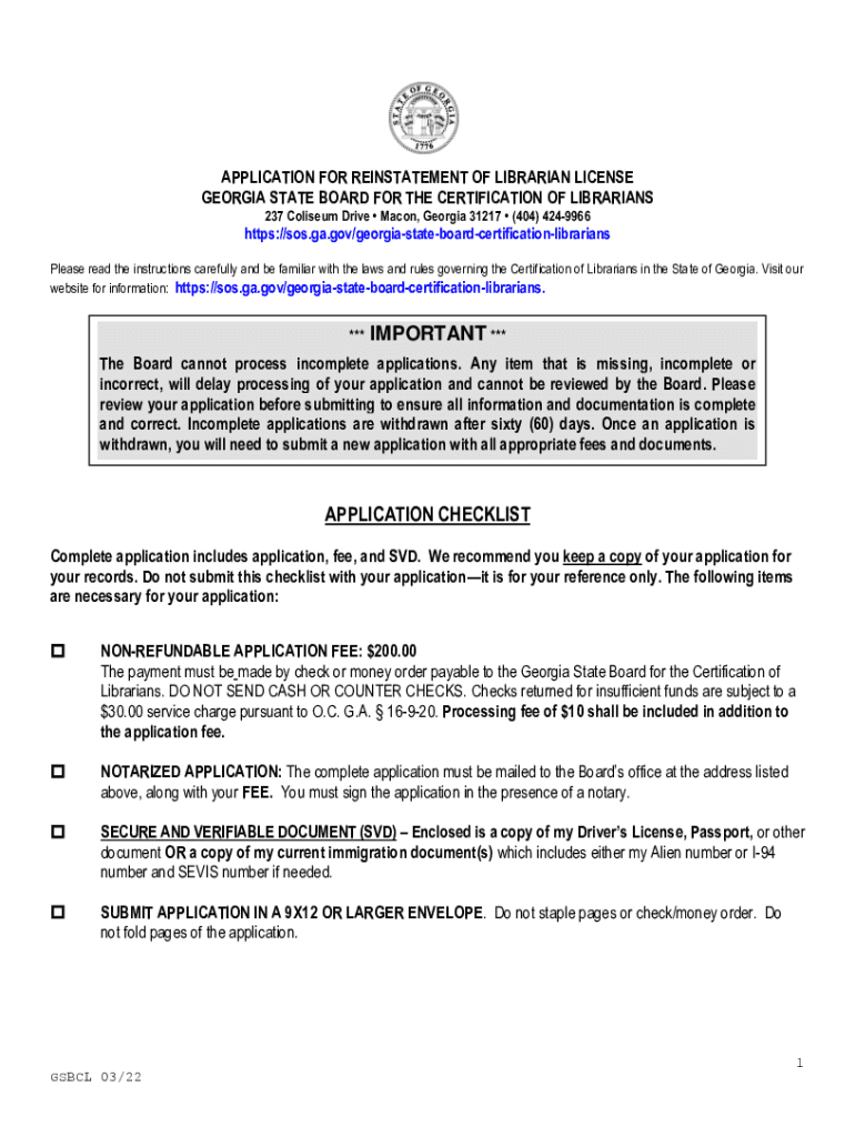 Fillable Online sos ga www.sos.ga.govsitesdefaultIMPORTANT APPLICATION ...