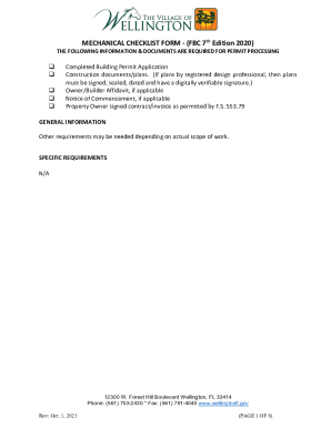 Fillable Online MECHANICAL CHECKLIST FORM(FBC 7th Edition 2020) Fax ...