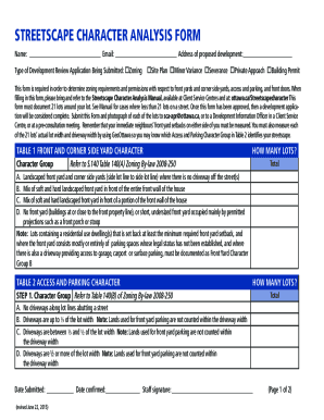 Fillable Online Get the free streetscape character analysis form ...