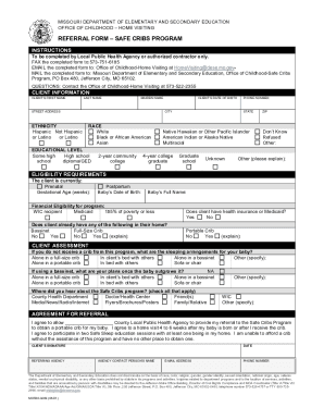 Fillable Online dese mo Referral Form - Safe Cribs Program Fax Email ...