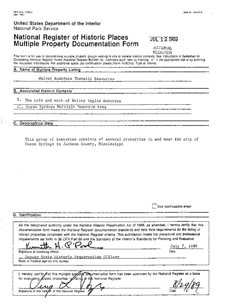 Fillable Online National Register of Historic Places OUCT21989 Multiple Property ... Fax Email ...