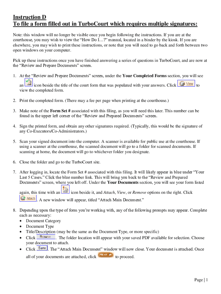 Fillable Online Instruction D To file a form filled out in TurboCourt ...