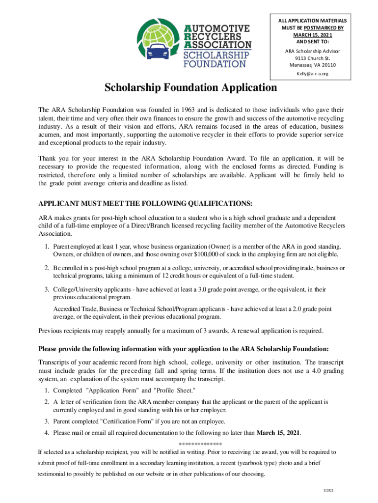 Fillable Online www.a-r-a.orguploads1/2/0Kellya Scholarship Foundation ...
