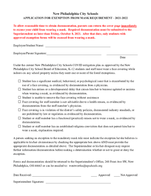 Fillable Online Mask Exemption Form 21-22 Fax Email Print - pdfFiller