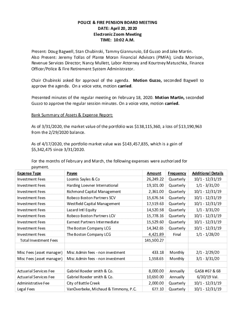 Fillable Online Present: Doug Bagwell, Stan Chubinski, Tammy Giannunzio ...