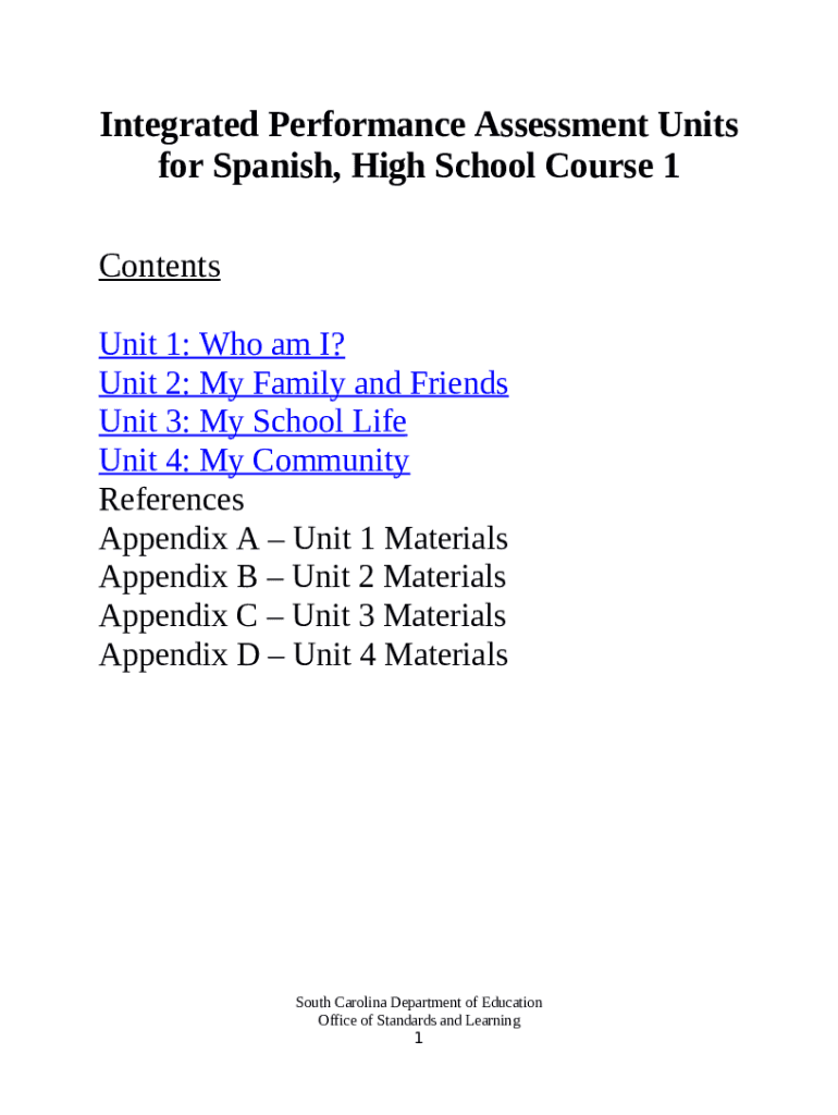 Integrated Perance Assessment Units for Spanish, High School ... - ed ...