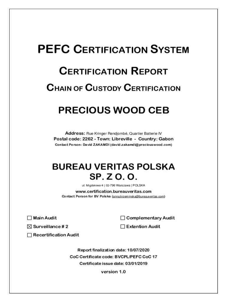 Fillable Online PEFC CHAIN OF CUSTODY CERTIFICATE Fax Email Print ...
