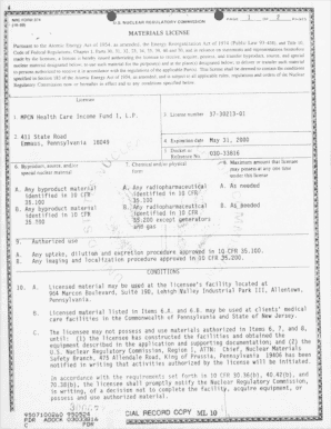 Fillable Online www.nrc.govdocsML2001i NRC Form 374 e O' j i 16 a4 ...