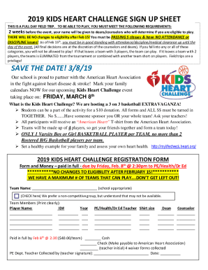 Fillable Online Welcome to the Kids Heart Challenge - Kids Heart ...