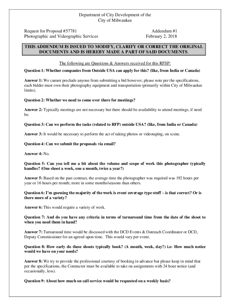 Fillable Online city milwaukee Department of City Development of the Request for Proposal ...
