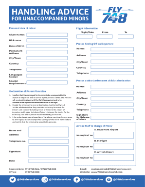 Fillable Online 748 -HANDLING ADVICE FOR UNACCOMPANIED MINOR (CHILDREN ...