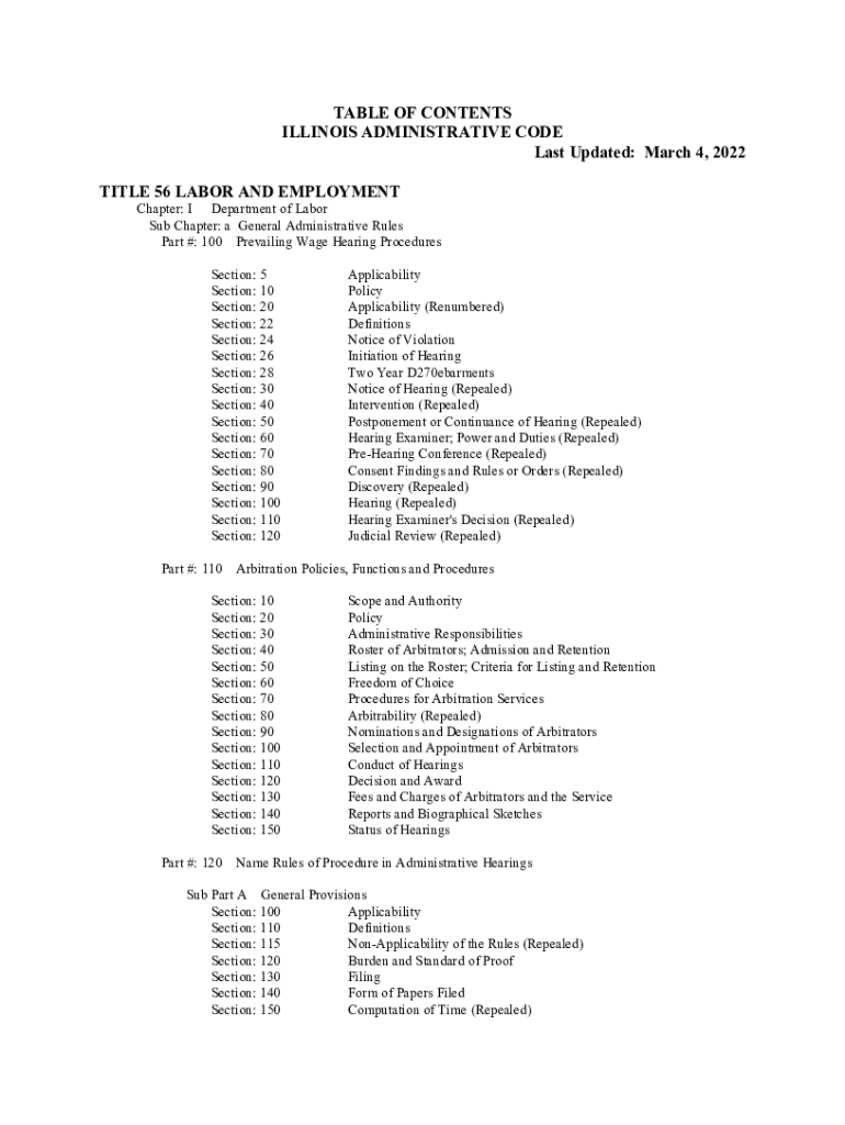 Fillable Online ilsos.govdepartmentsindexTABLE OF CONTENTS ILLINOIS ...