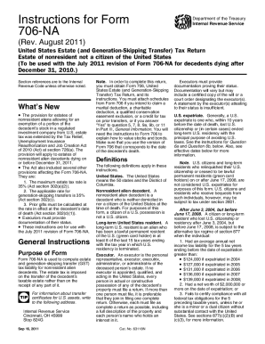 Fillable Online i706na10 - Instructions for Form 706-NA Department of ...