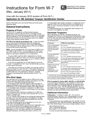 Fillable Online Instructions for Form W-7 - (Rev. January 2011) - ohrc ...