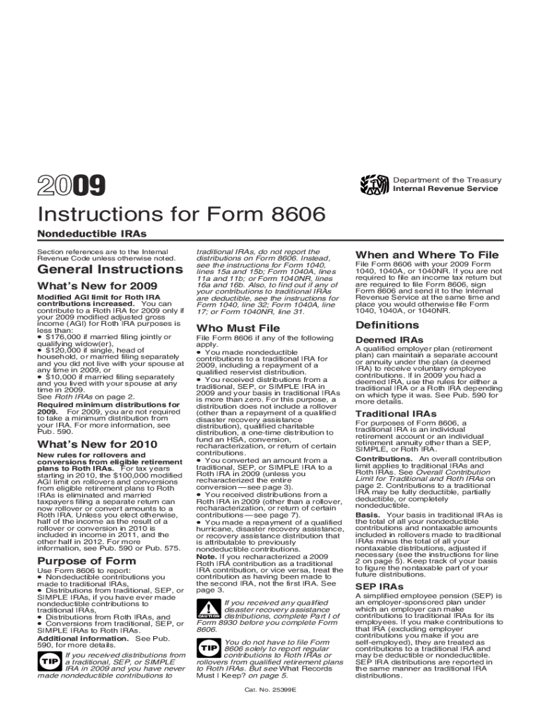 Fillable Online www.irs.govpubirs-prior2009 Instruction 8606 - IRS tax ...