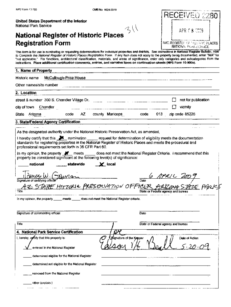 Fillable Online Fillable Online NPS Form No. 1024-0018 , J United ...