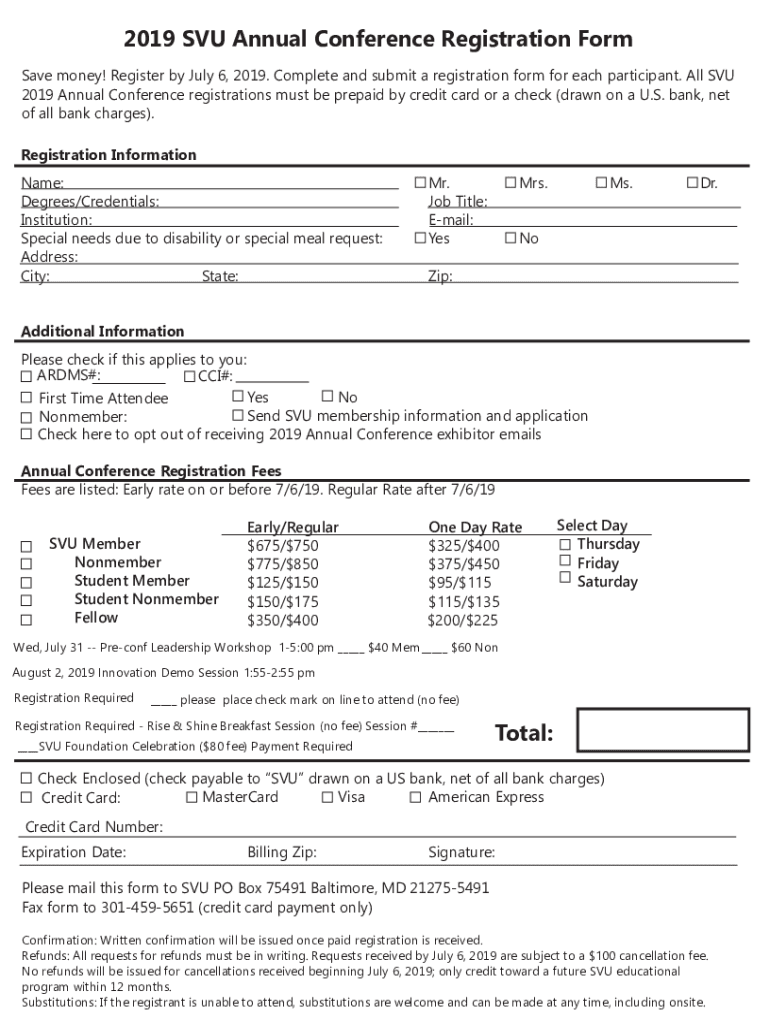 Fillable Online www.svu.orguploads2019/11/2019ACRegForm201 SVU Annual ...