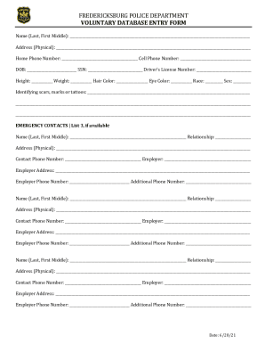 Fillable Online www.fredericksburgva.govDocumentCenterViewFREDERICKSBURG POLICE DEPARTMENT ...