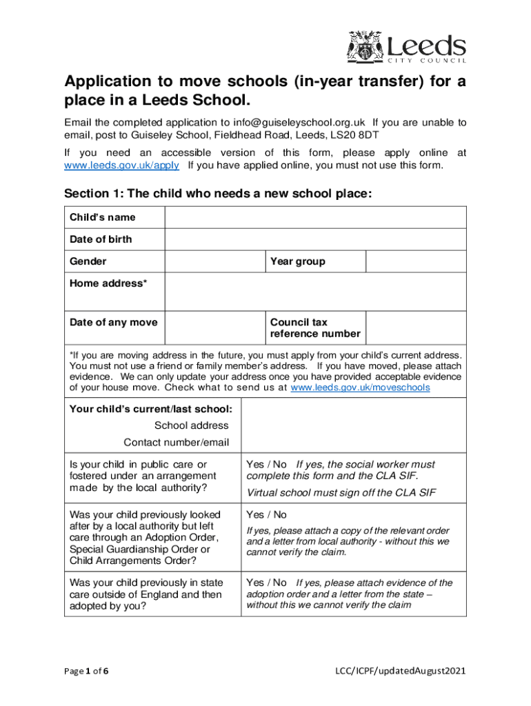 Fillable Online www.leeds.gov.ukschools-and-educationschoolApply to ...