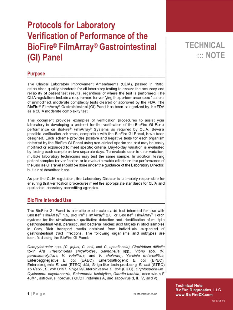 Fillable Online Protocols for Laboratory Verification of Performance of ...
