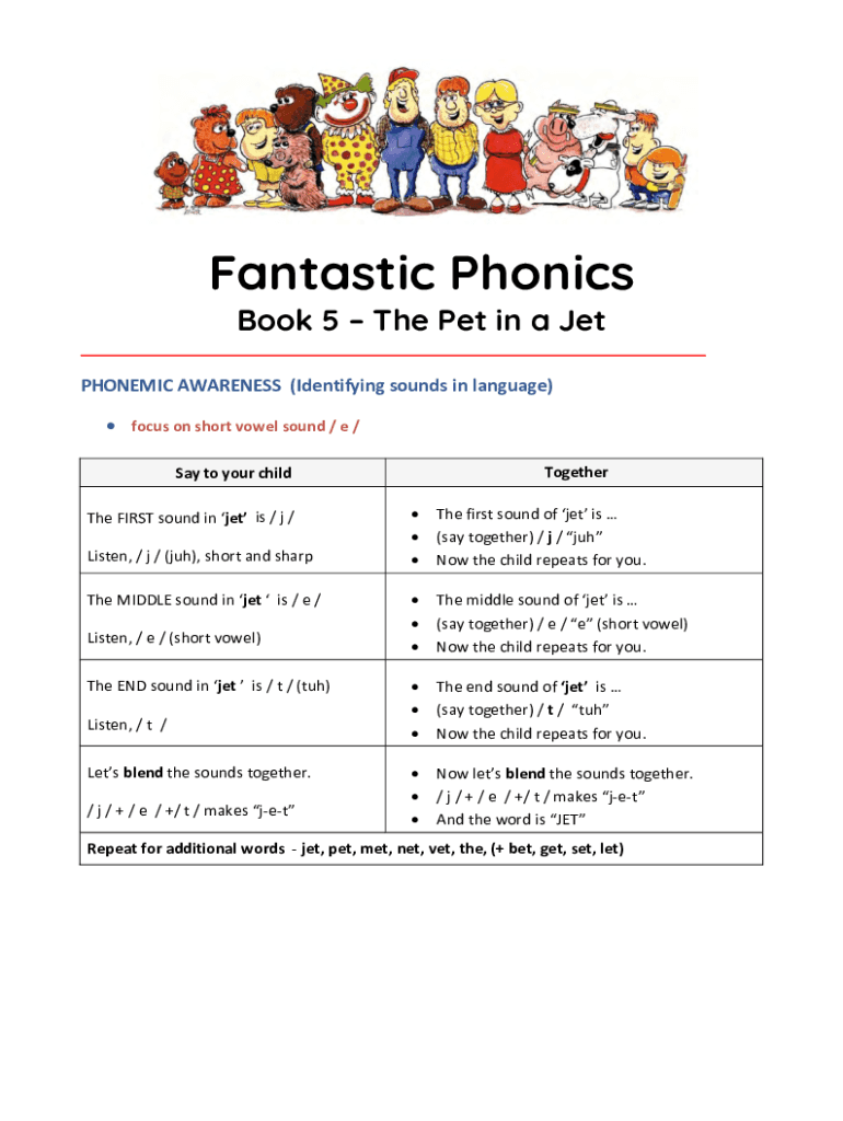 Fillable Online Fantastic Phonics - Book 5 The Pet in a Jet - Early ...