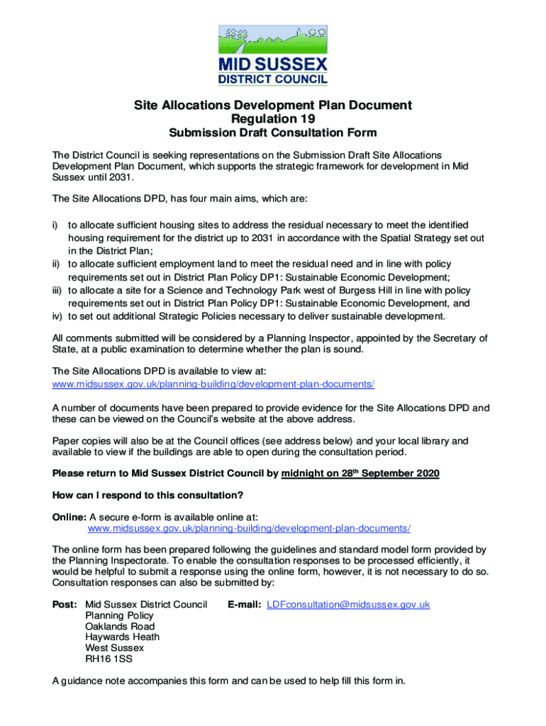 Fillable Online Site Allocations Development Plan Document - Regulation 19 - Submission Draft ...