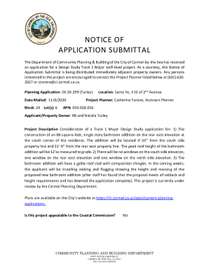 Fillable Online ci carmel ca NOTICE OF APPLICATION SUBMITTAL - City of ...