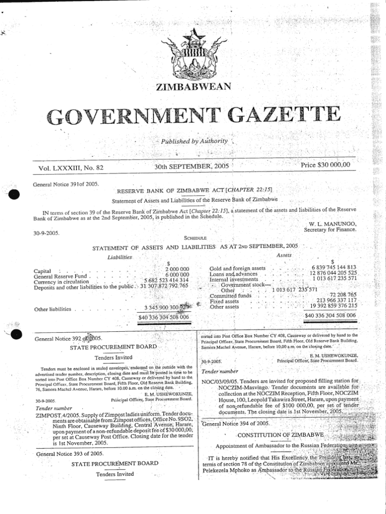 Fillable Online gazettes.africagazetteszw-government-gazetteZimbabwe ...