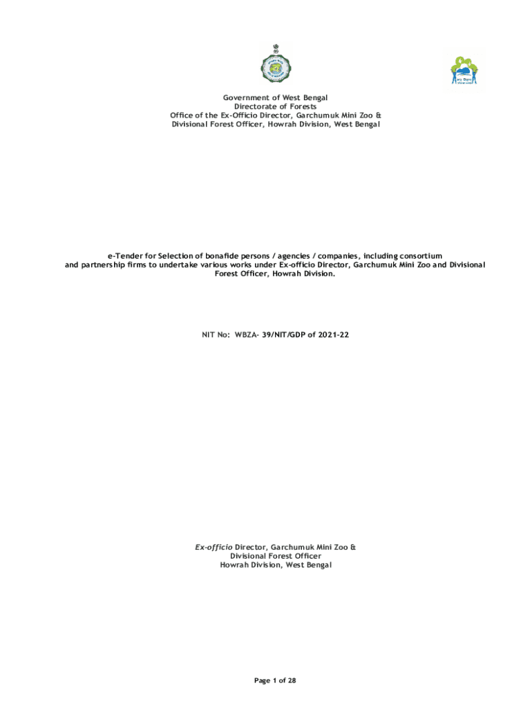 Fillable Online www.westbengalforest.gov.inzooWest Bengal Zoo Authority ...