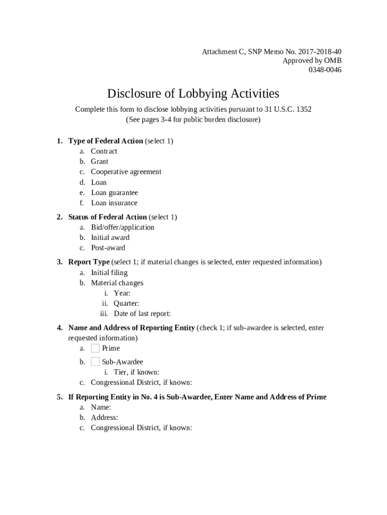 ADA Attachment C, SNP Memo No. 40 Disclosure of Lobbying Activities Doc ...