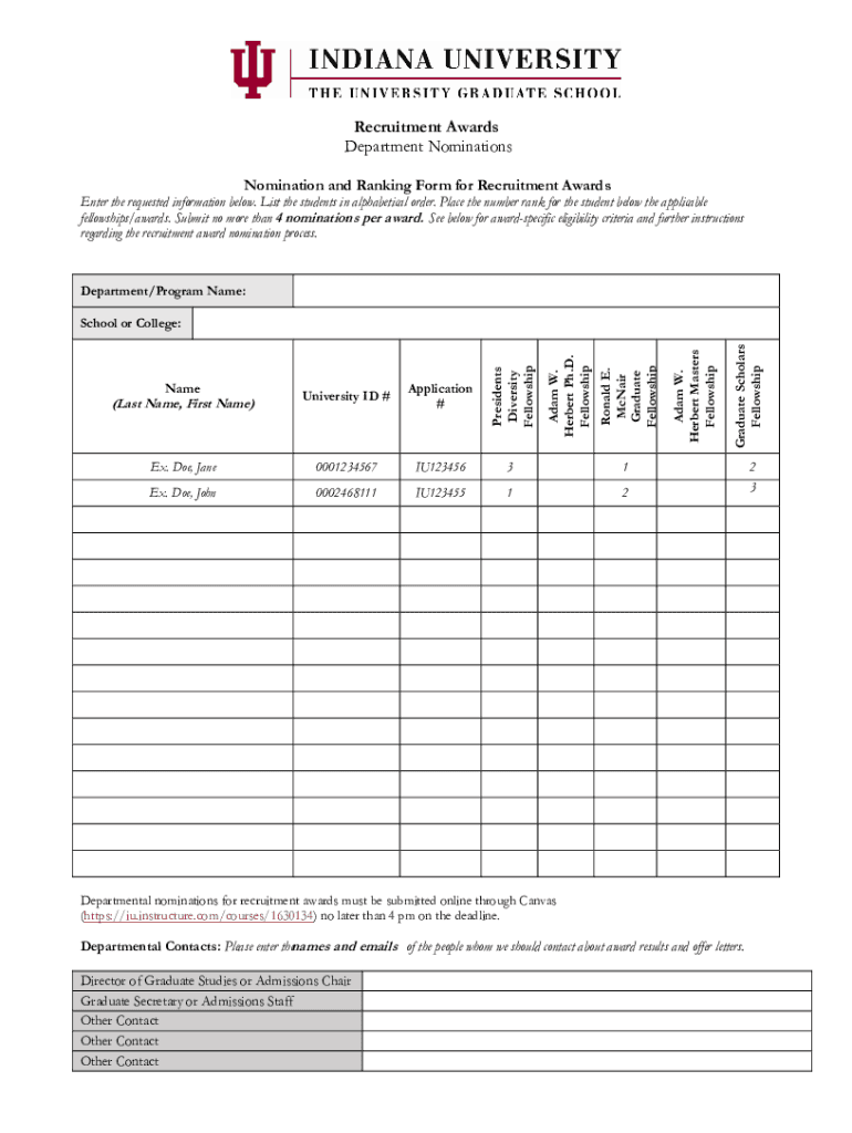 Fillable Online 10+ Award Nomination Form ExamplesEmployee, Student, VolunteerAwards Nomination ...