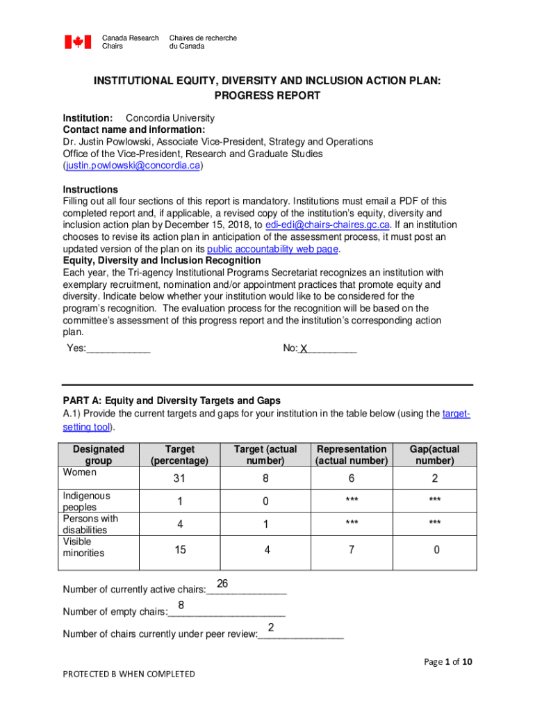 Fillable Online INSTITUTIONAL EQUITY, DIVERSITY AND INCLUSION ACTION PLAN ... Fax Email Print ...